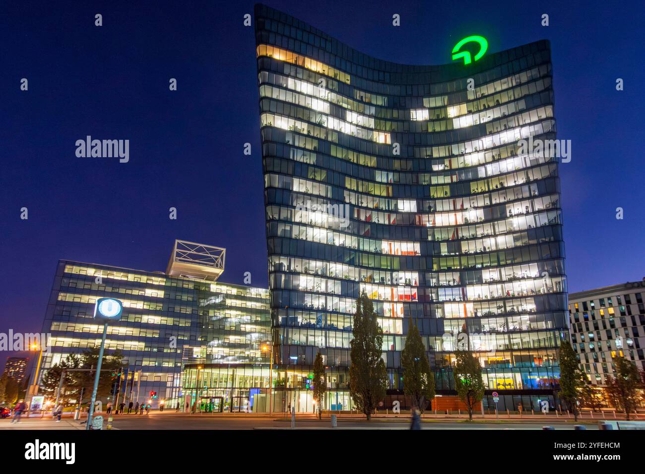 OMV headquarters, new OMV logo Vienna 02. Leopoldstadt Wien Austria ...