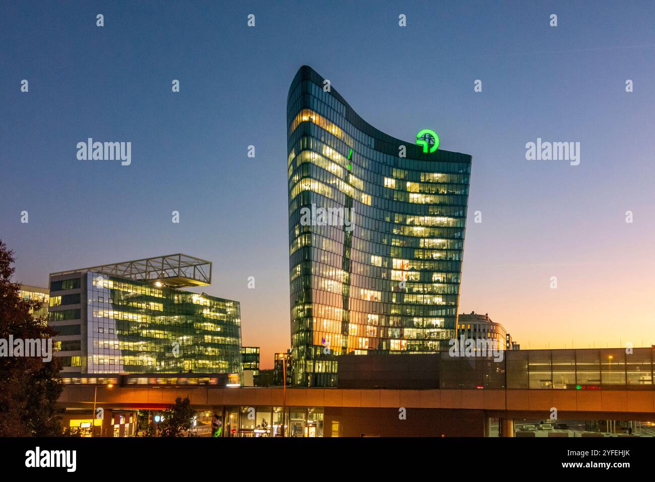 Vienna: OMV headquarters, new OMV logo, subway line U2 in 02 ...