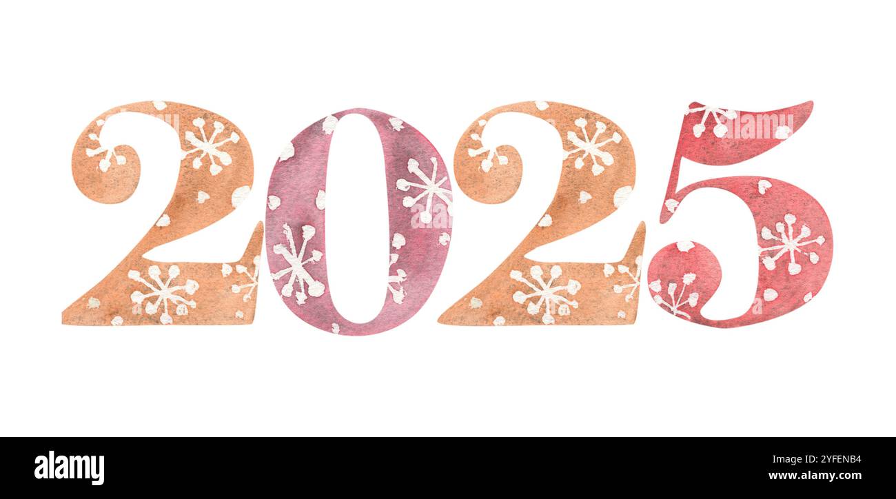 New Year's composition 2024 with watercolor numbers Stock Photo - Alamy