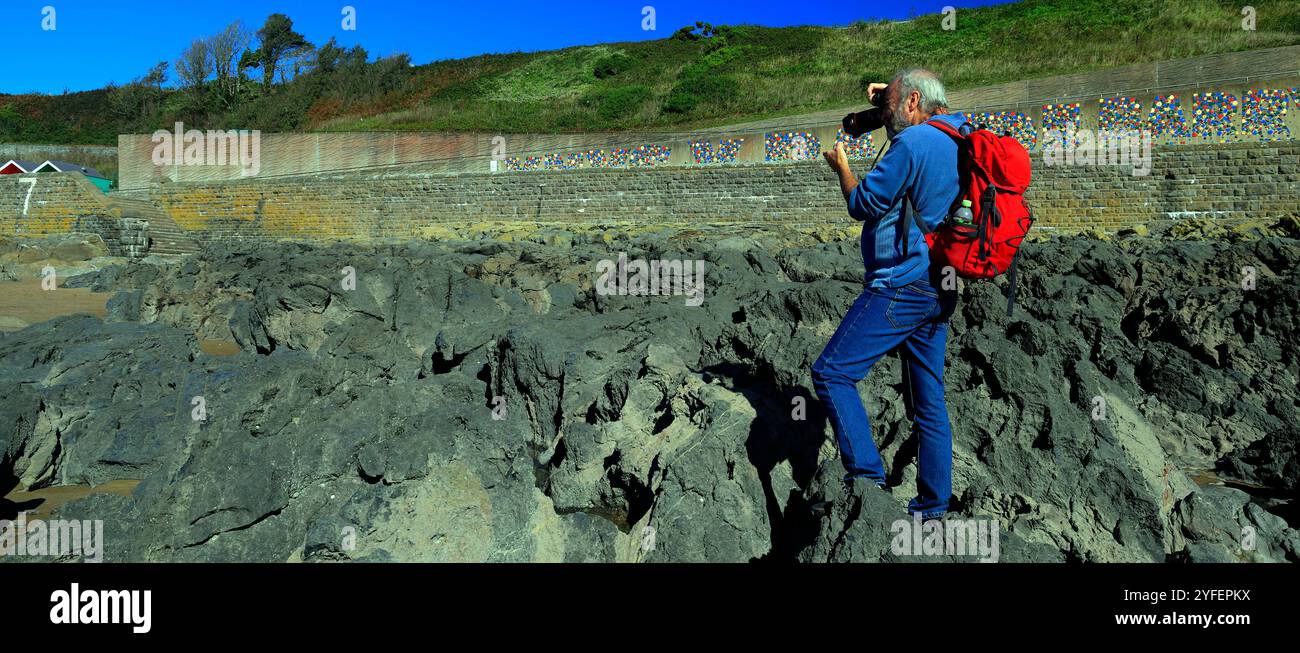 Photographer at Barry Island beach, South Wales, UK. 2024 Stock Photo ...