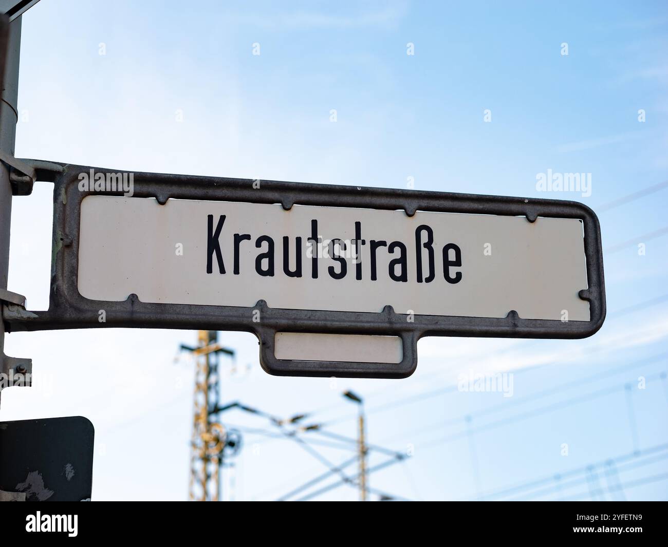 Krautstrasse street name sign in Berlin, Germany. Road signage at an ...