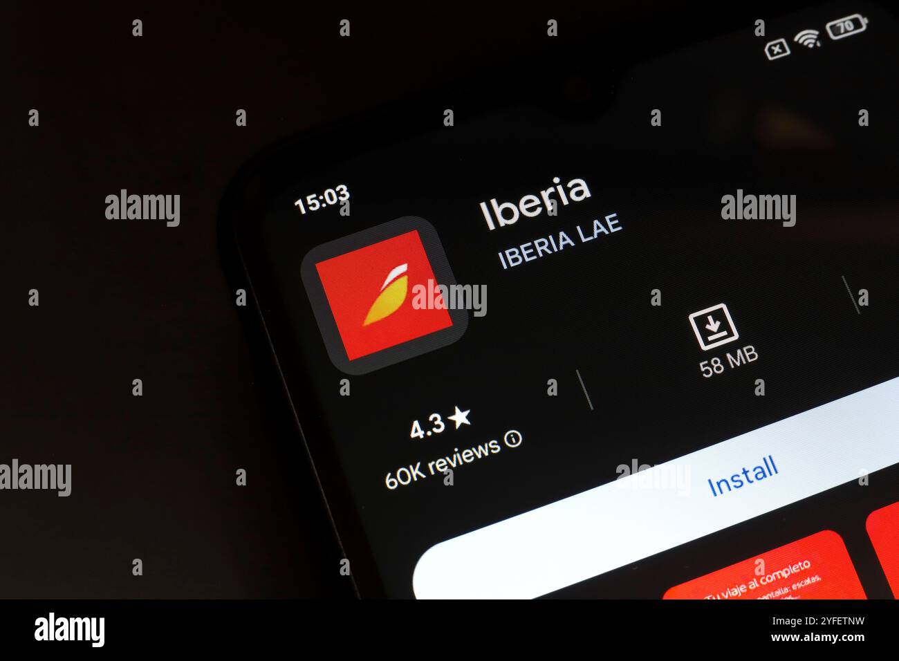 November 4, 2024, Brazil. In this photo illustration, the Iberia app ...
