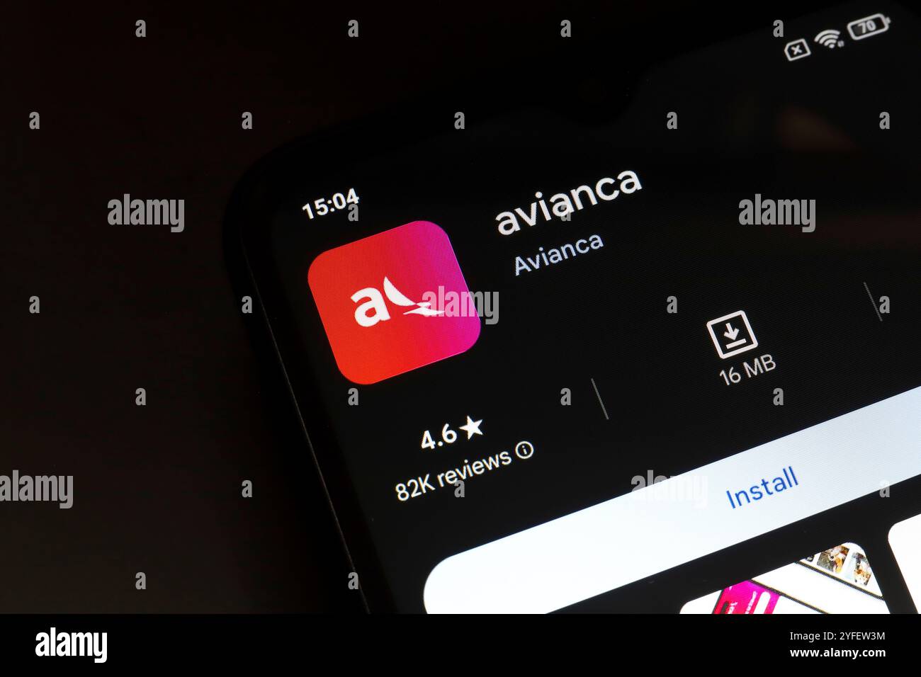 November 4, 2024, Brazil. In this photo illustration, the Avianca app ...