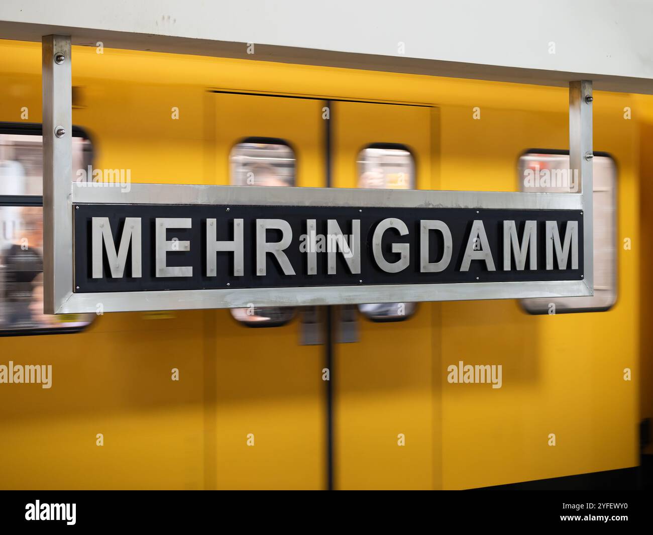 Mehringdamm sign at the underground train station in Berlin Kreuzberg ...