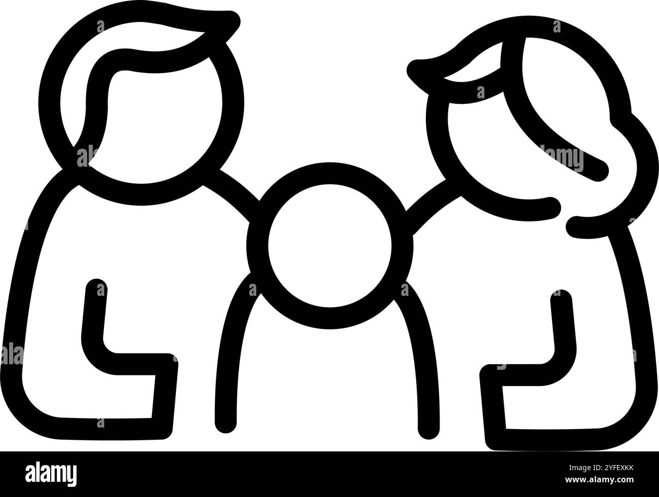 Family, man with woman and child - vector icon Stock Vector Image & Art ...