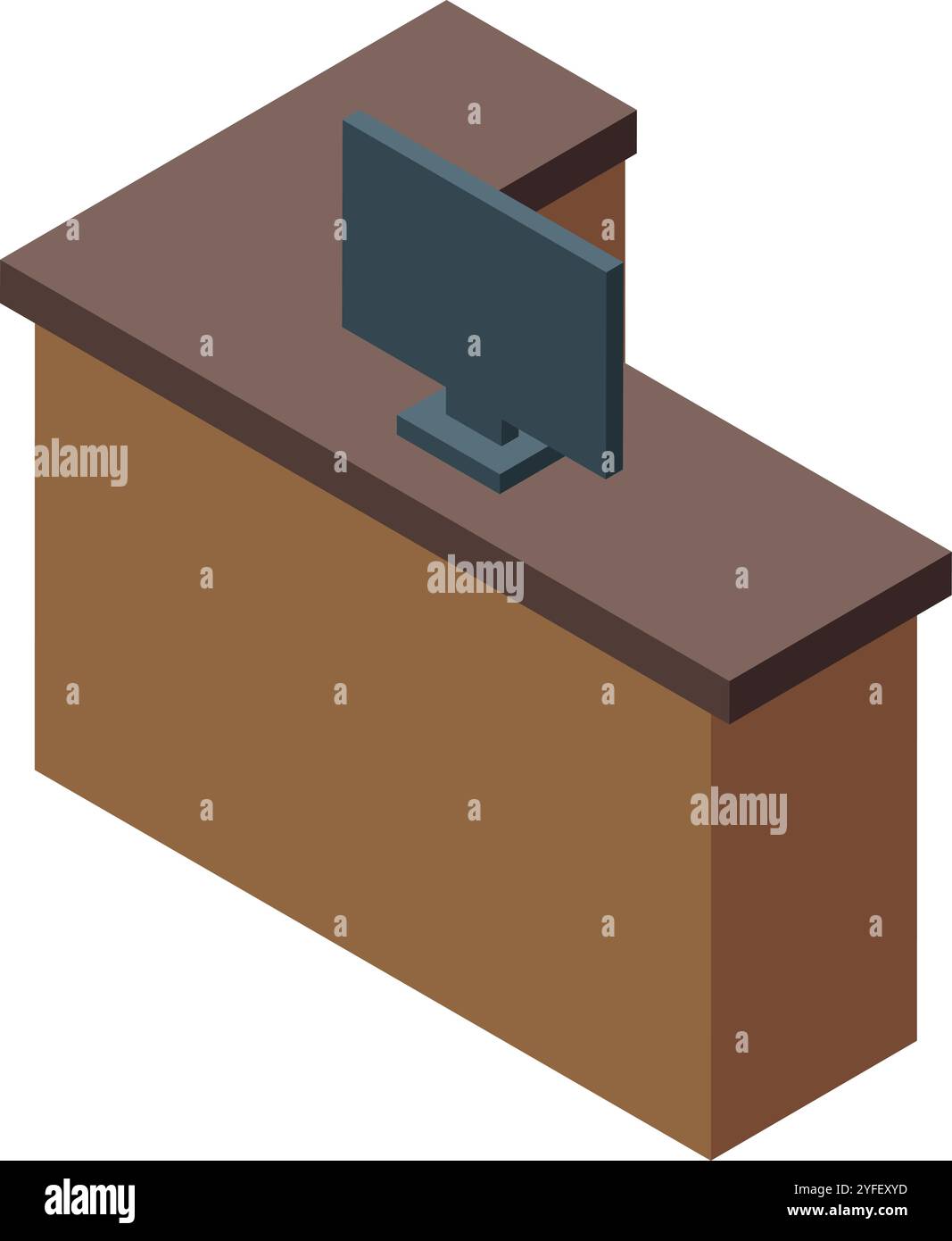 Isometric view of a modern reception desk with computer, ideal for ...
