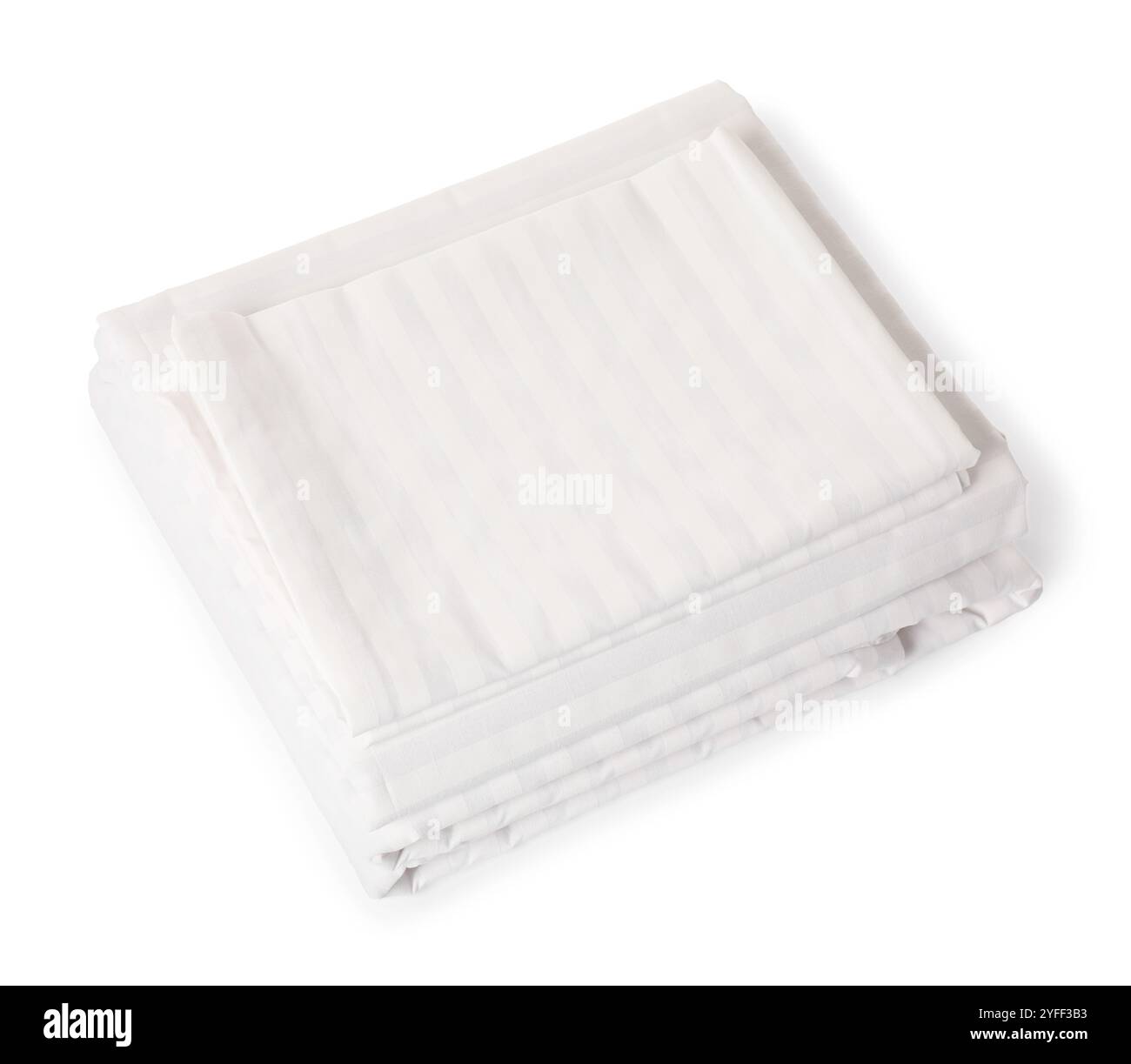 Stacked clean bed linens on white background Stock Photo - Alamy