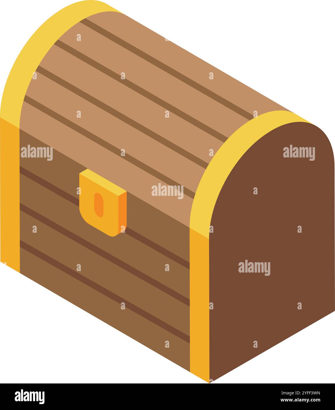 Closed wooden treasure chest with golden details, creating a ...