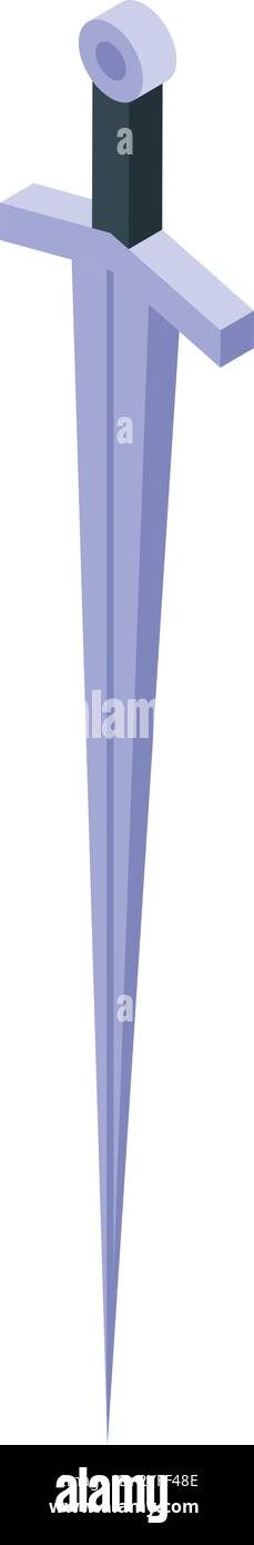 Isometric sharp sword pointing down, symbolizing power, might, and ...