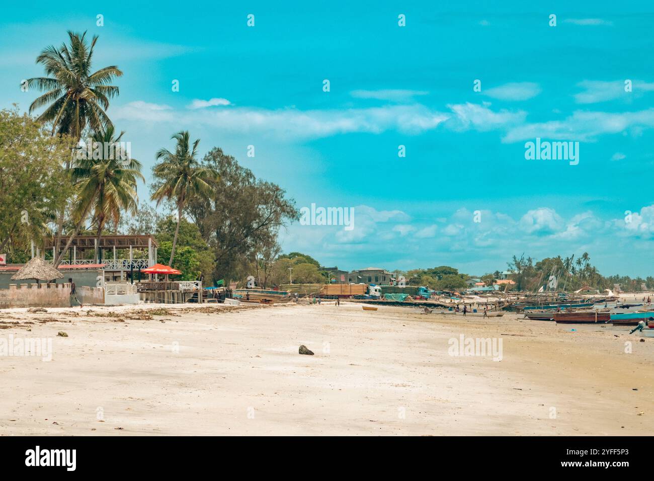 Scenic view of Badeko beach at Old Stone Town in Bagamoyo, Tanzania ...