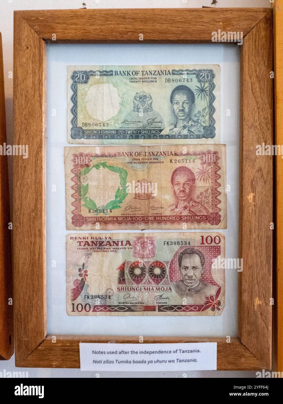 Scenic view of old Tanzania currencies on the display at the Catholic ...