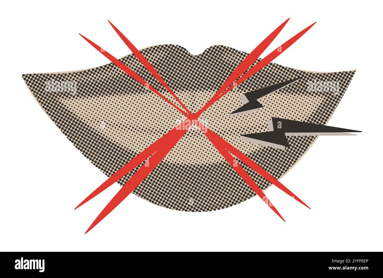 Woman smile, female lips, do not laugh, do not scream, trendy y2k ...