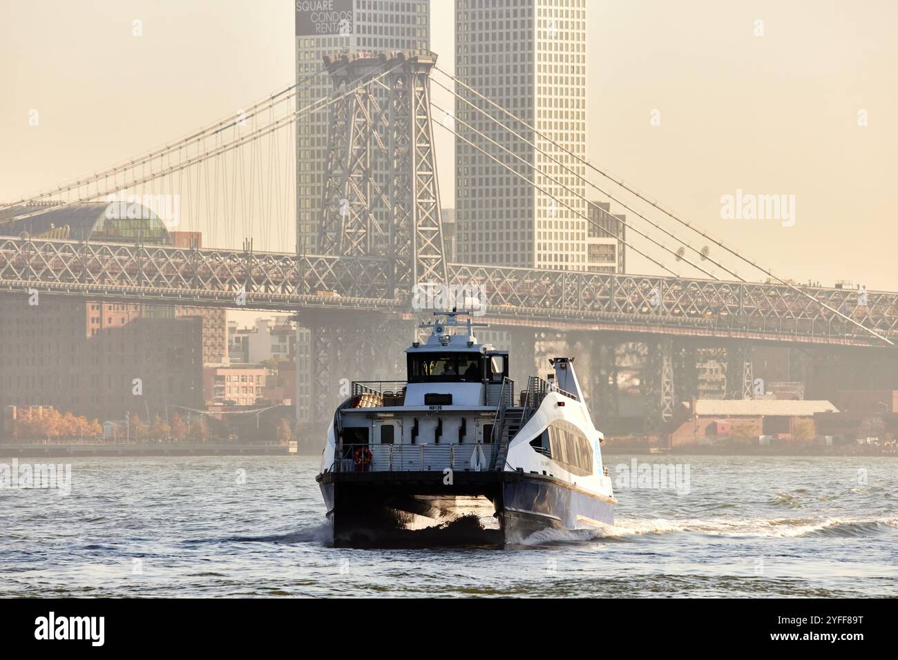 New York Williams Bridge with a ferry passing HB120 Bay Hopper Stock ...