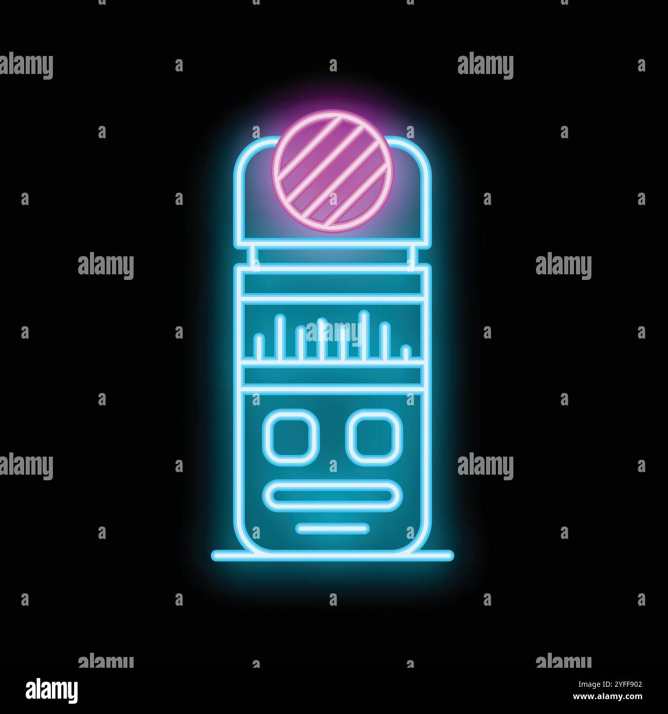 Glowing neon line voice recognition icon isolated on black background ...