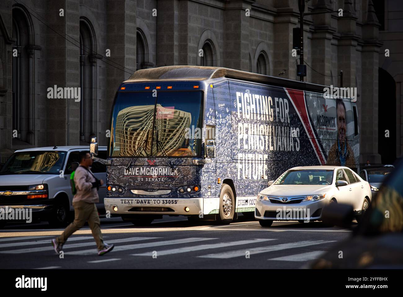 Philadelphia Dave McCormick signed tour bus Stock Photo - Alamy