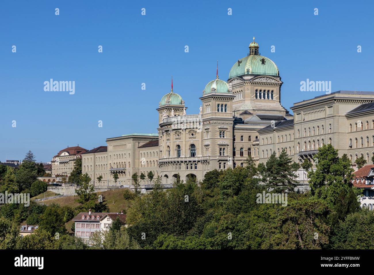 bern switzerland parliament building from the kirchenfeld bridge sunny ...