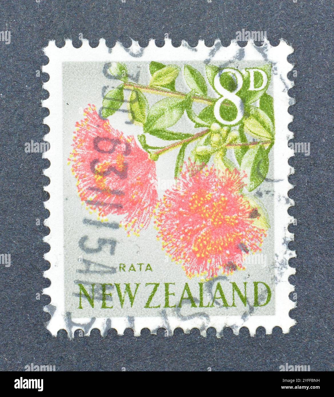 Cancelled postage stamp printed by New Zealand, that shows Climbing ...