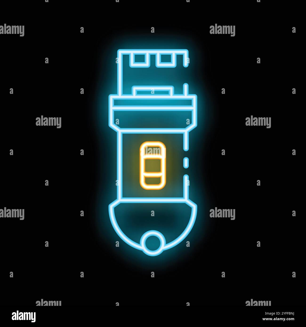 Glowing yellow neon outline stick hi-res stock photography and images ...