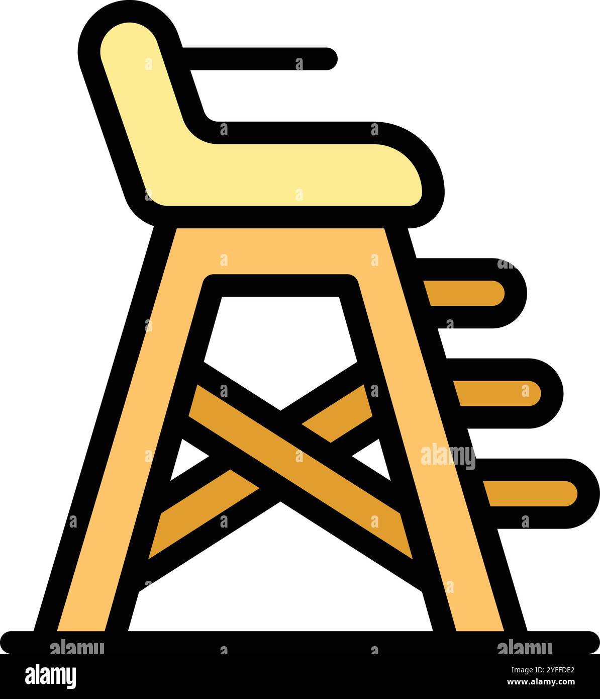 This icon depicts a classic wooden lifeguard chair, essential for ...