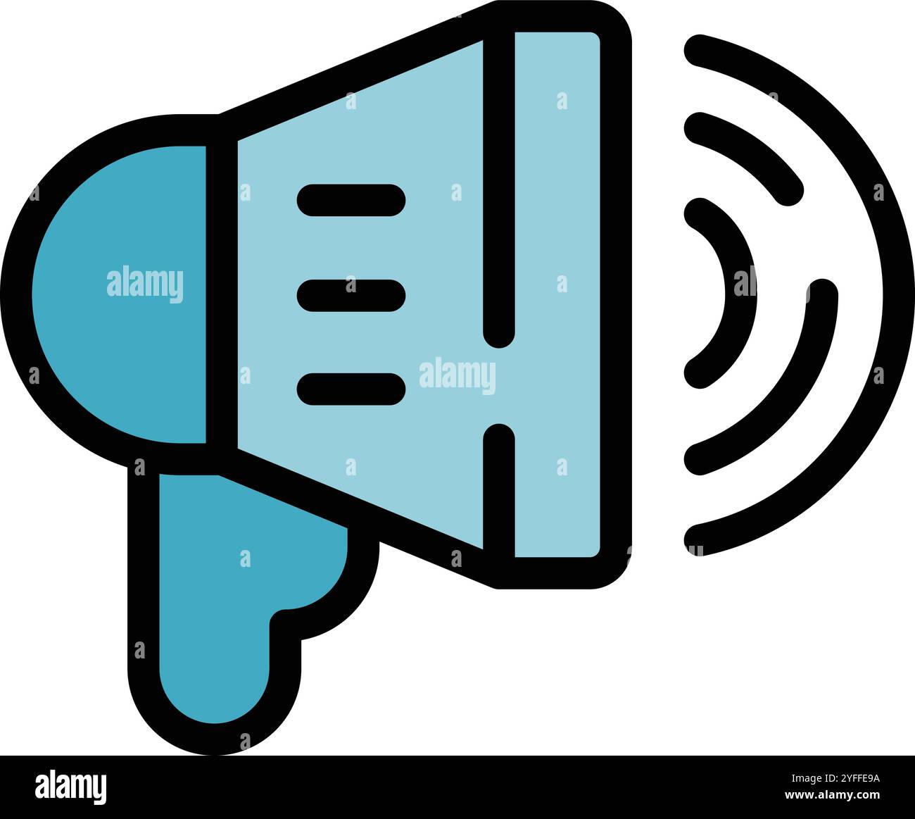 Megaphone making an announcement, delivering a message to a target ...