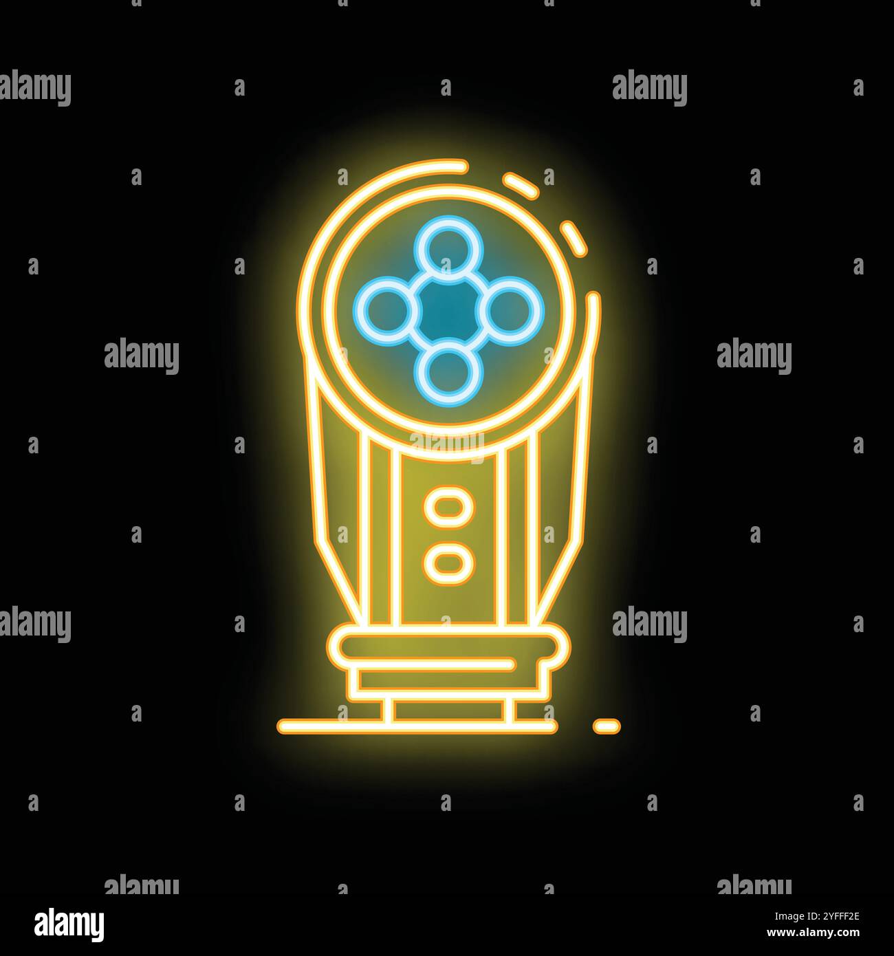 Neon glowing icon of a weapon shooting energy beams, perfect for video ...