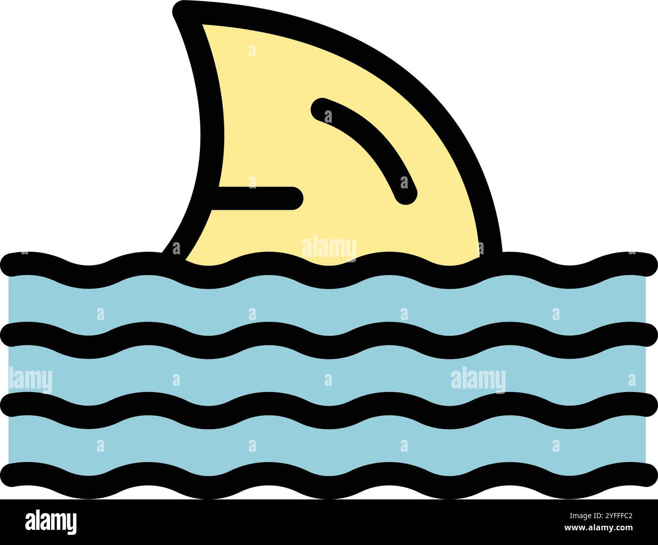 Simple, bold, flat outline style icon of a shark fin emerging from the water Stock Vector Image ...
