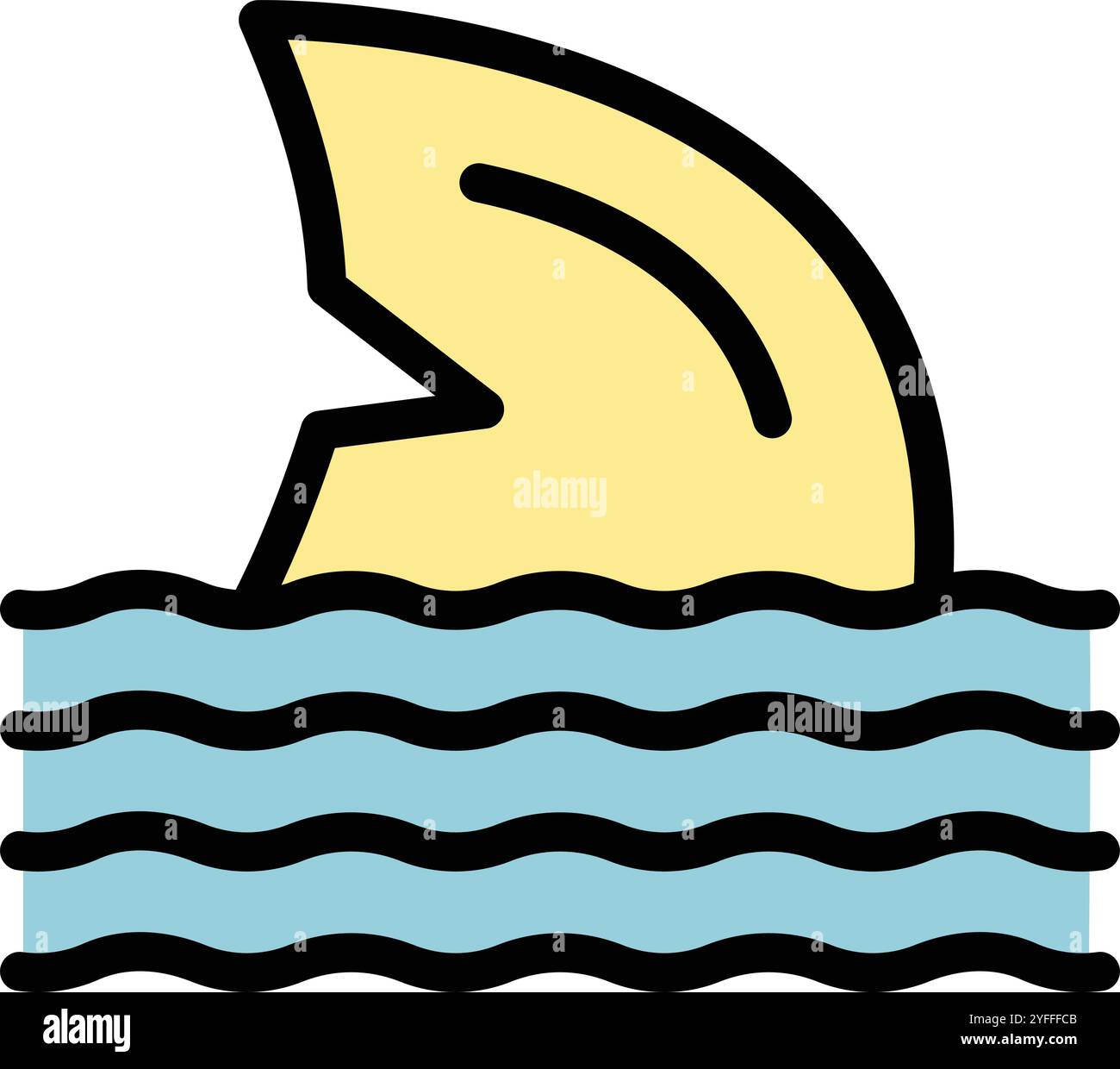 Cartoon style icon of a shark fin sticking out of the water Stock ...