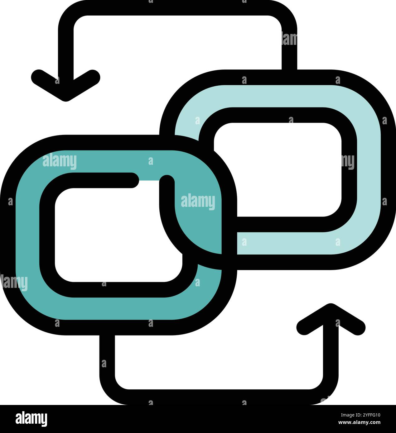 Blockchain cryptography concept icon with blocks chaining and arrows ...