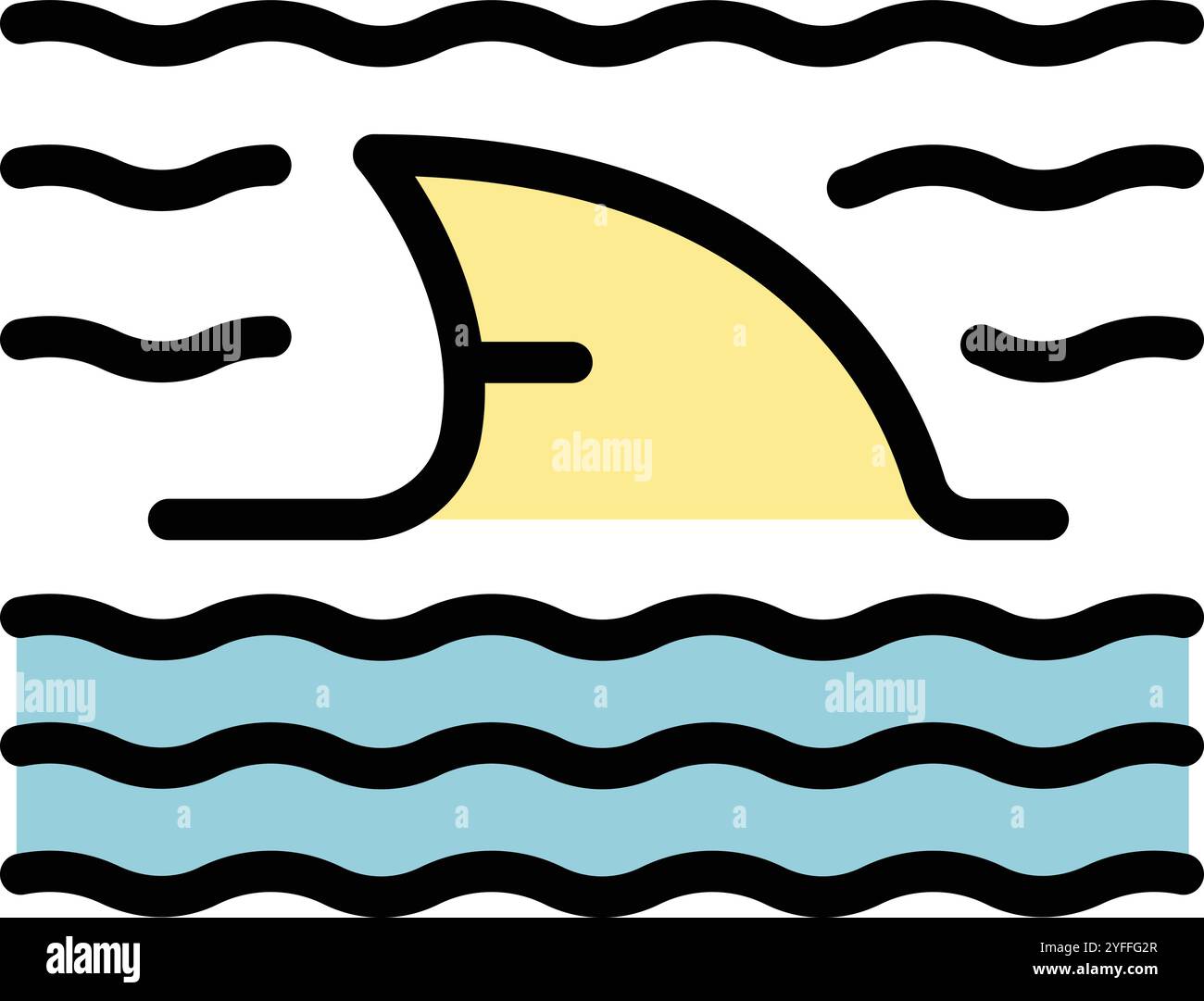 Shark fin is emerging from the water, creating ripples in the ocean ...