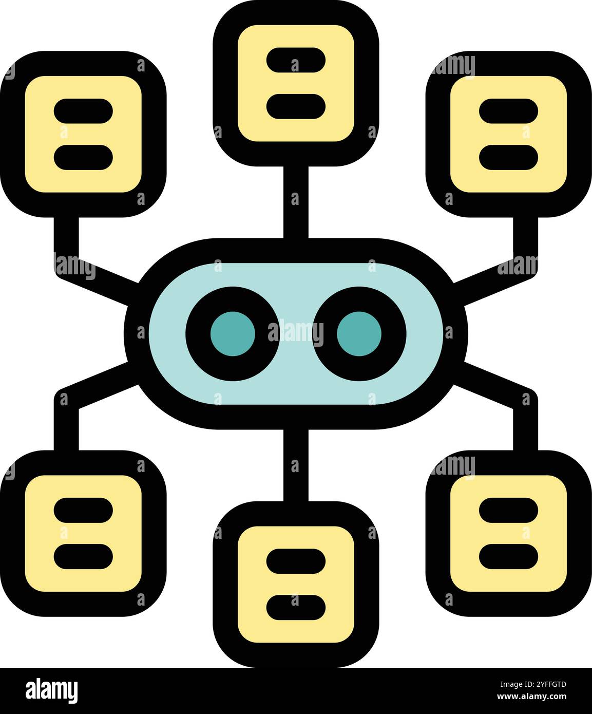 Ai core is connecting to multiple data servers, representing the concept of distributed ...