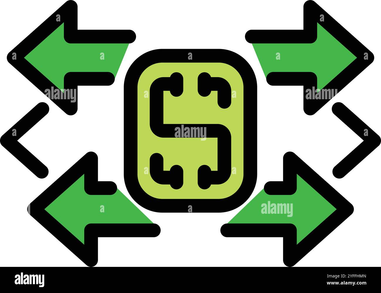 Money transferring concept with arrows pointing to the center, ideal ...