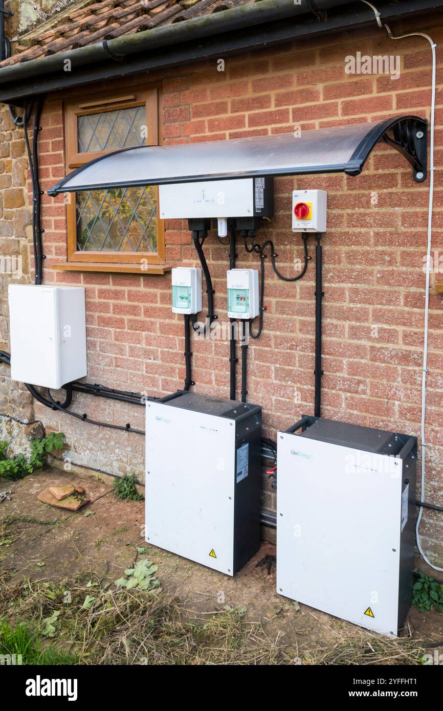 Equipment outside house to manage solar panels on roof. Consists of ...