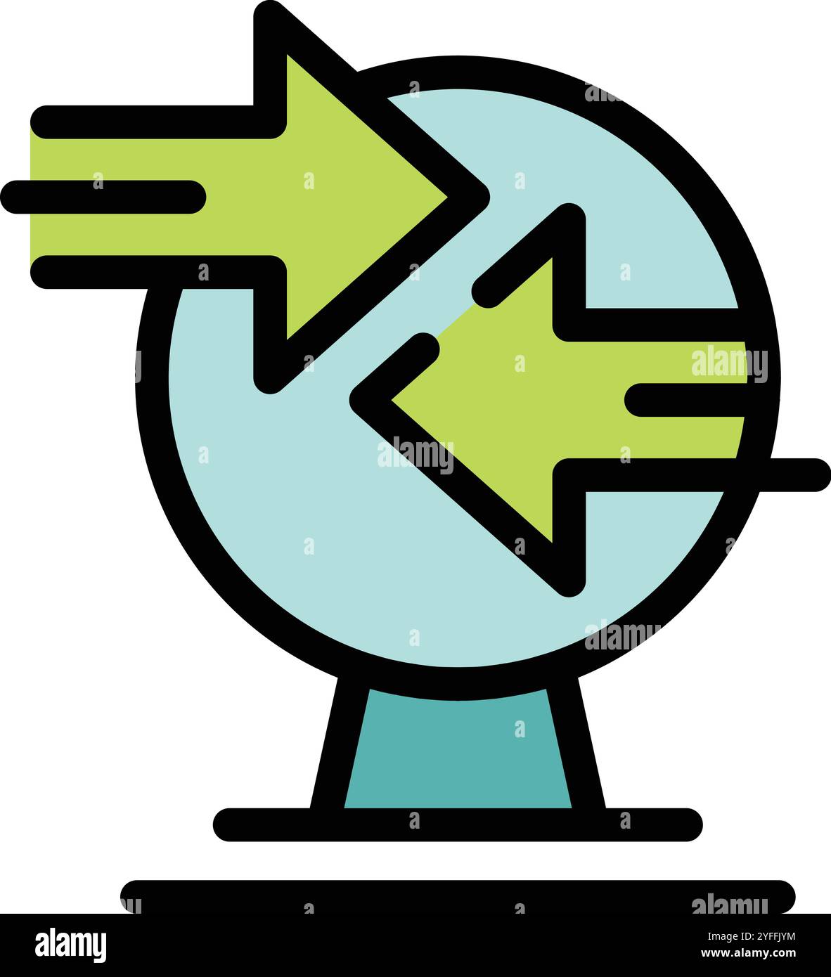 Global data exchange concept with arrows rotating around globe icon ...