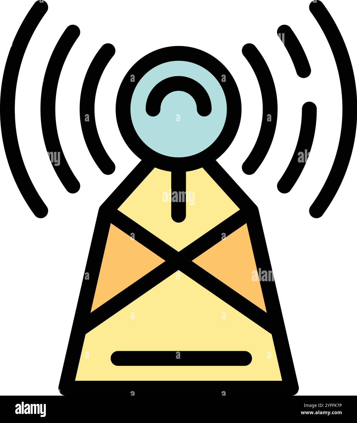 Stylized radio tower sending out radio waves, representing ...