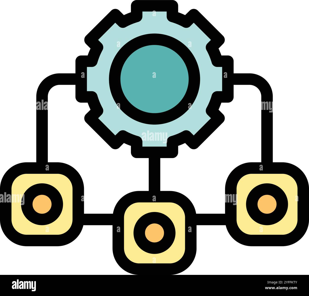 Gear connecting data blocks is representing the concept of business process automation Stock ...