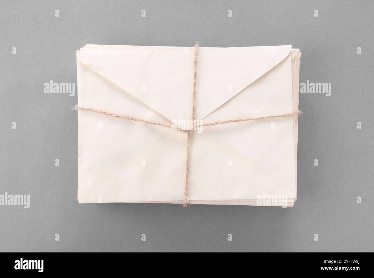 Stack of old letters on light grey background, top view Stock Photo - Alamy