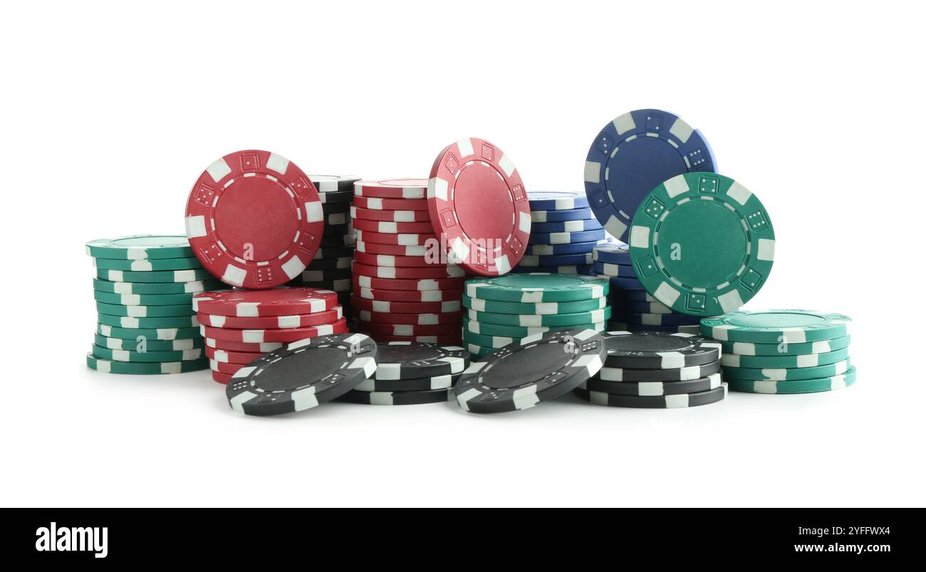 Playing poker chips background Cut Out Stock Images & Pictures - Alamy
