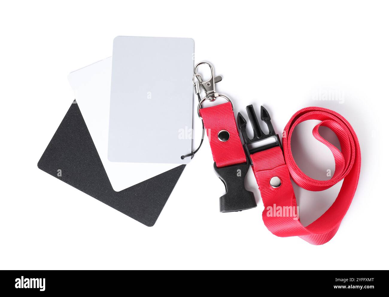 White balance calibration cards on white background, top view Stock ...