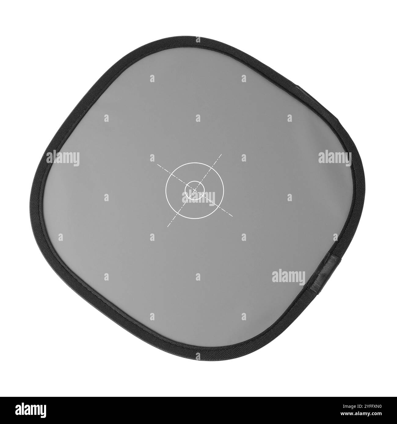 White balance calibration. Gray card on white background, top view ...