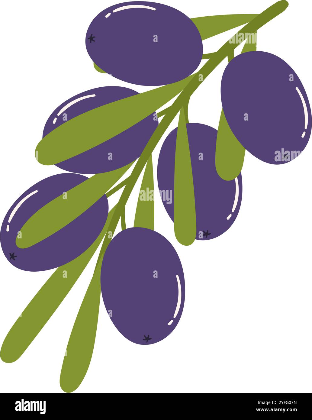 Fruit olive in cartoon hand drawn simple style. Editable variable color ...