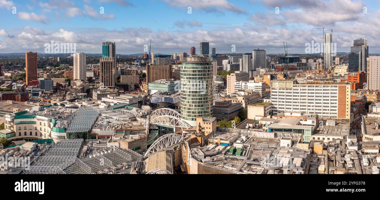 An aerial panorama view of a Birmingham cityscape skyline with the ...