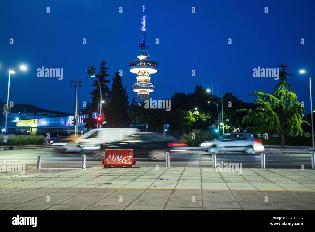 Thessaloniki: OTE Tower at night. Greece Stock Photo - Alamy
