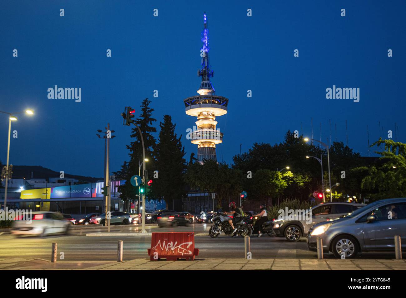 Thessaloniki: OTE Tower at night. Greece Stock Photo - Alamy
