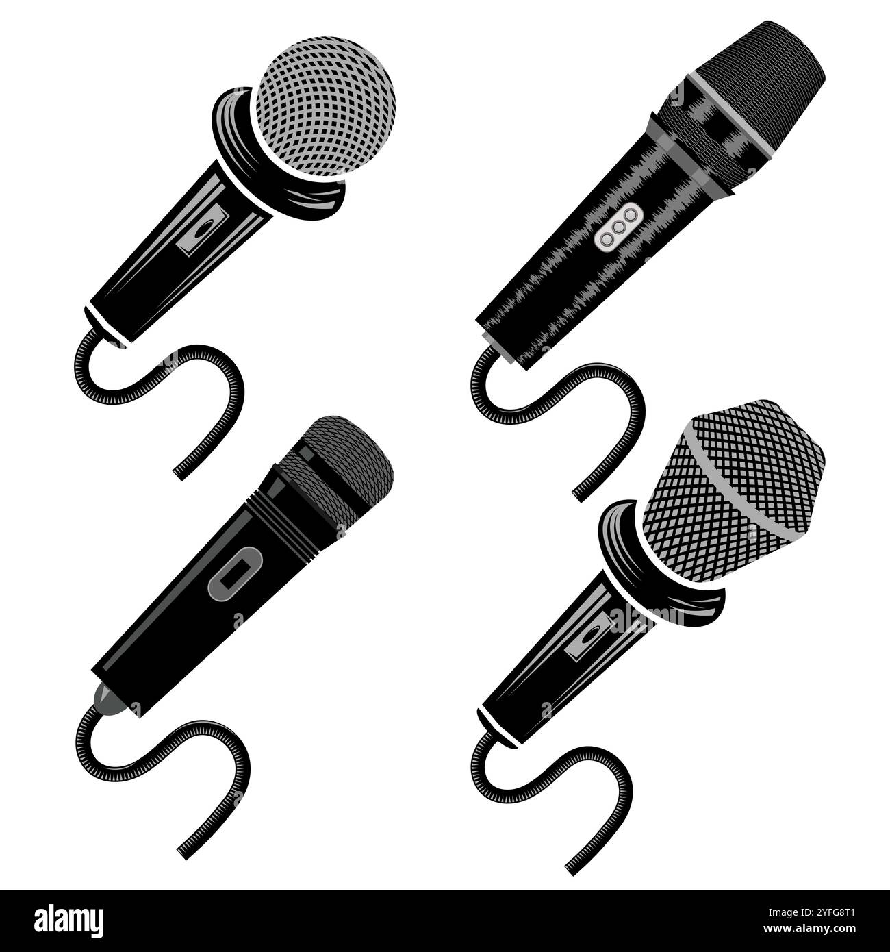 Vector Retro Microphone Icon Set Isolated on White Background Stock ... Vector Retro Microphone Icon Set Isolated on White Background Stock ...