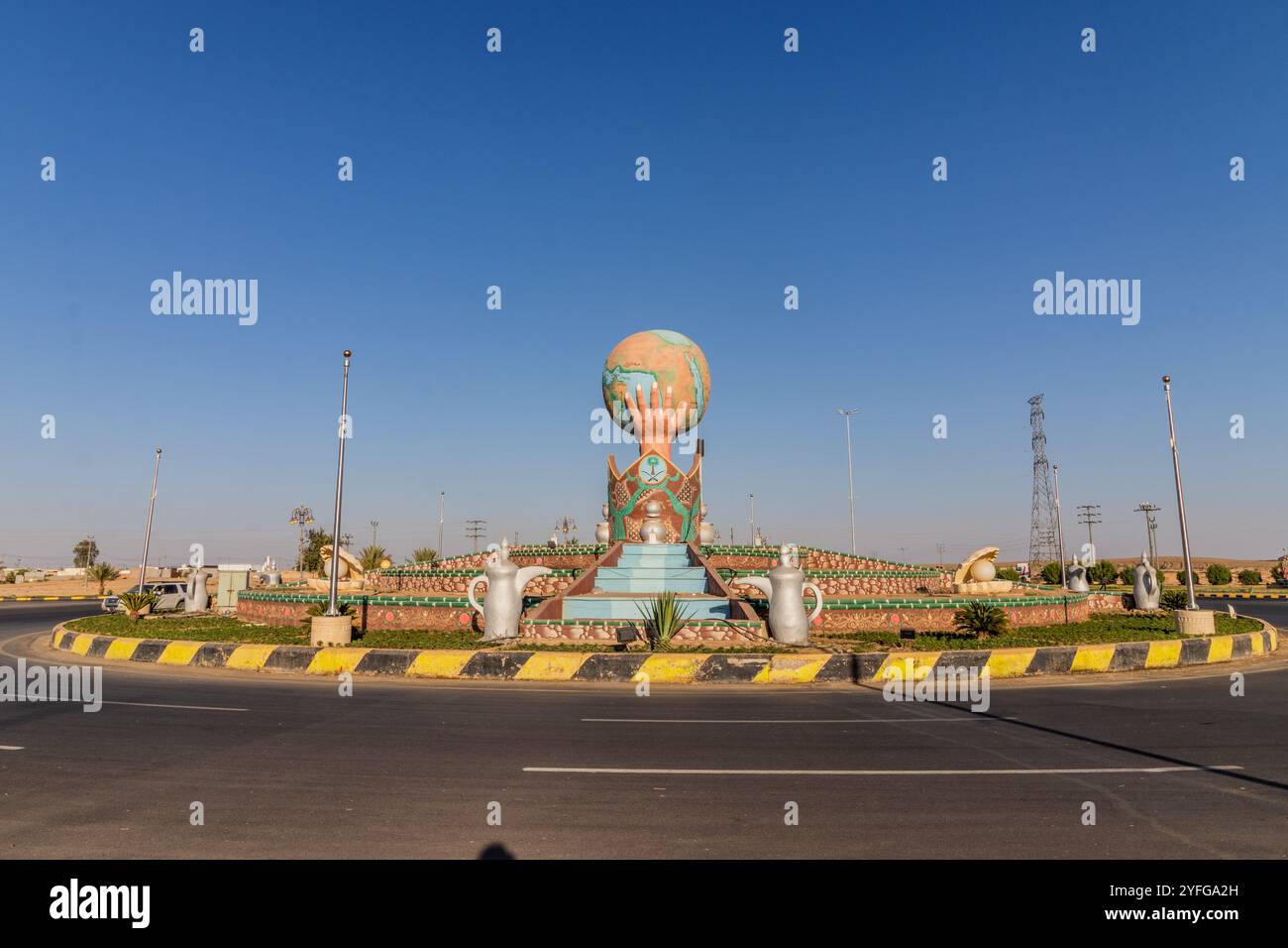 TAYMA, SAUDI ARABIA - NOVEMBER 10, 2021: Globe roundabout in Tayma ...