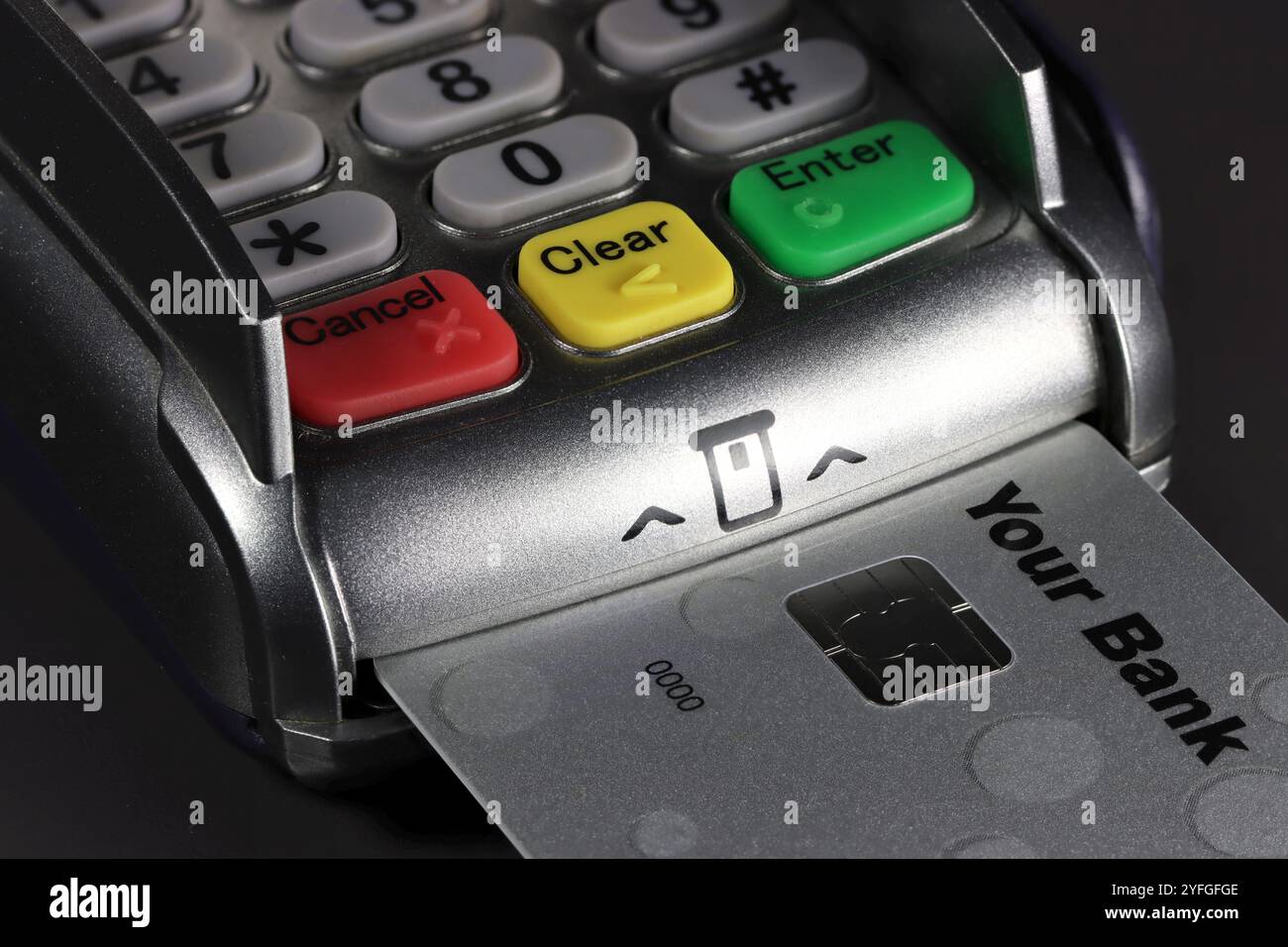 payment terminal with generic bank card on counter Stock Photo - Alamy