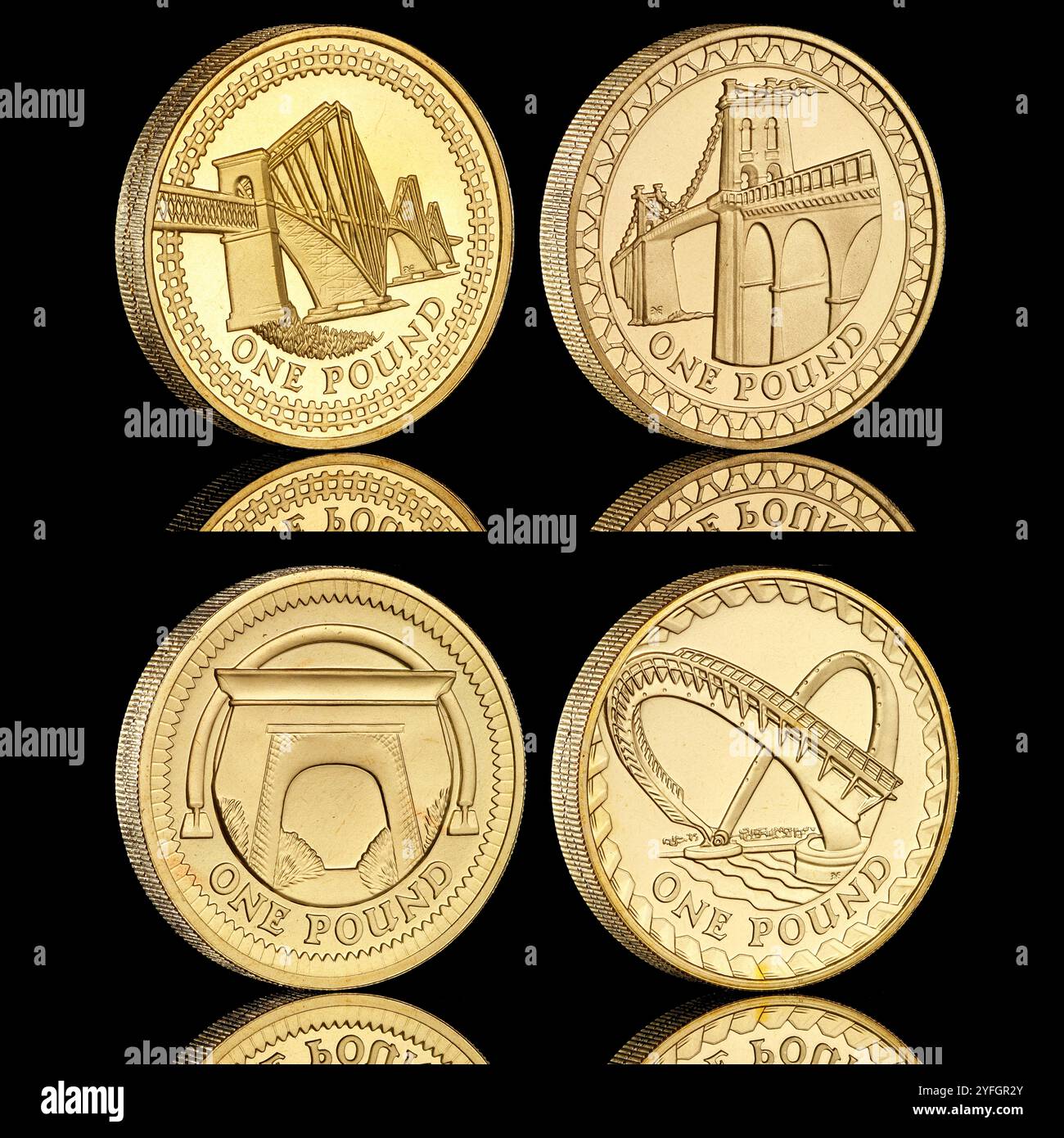 Egyptian arch railway bridge one pound coin hi-res stock photography ...