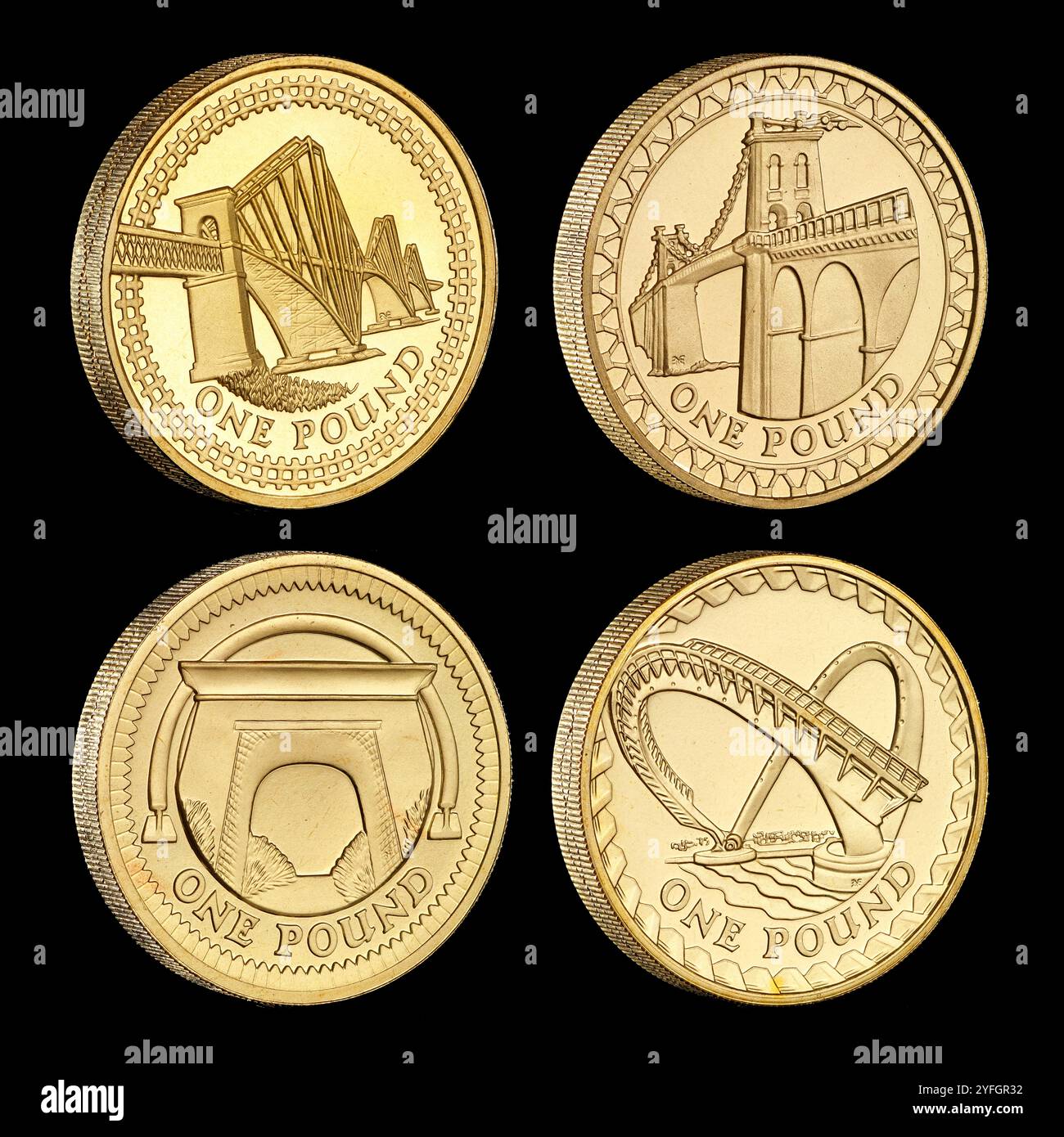 Egyptian arch railway bridge one pound coin hi-res stock photography ...