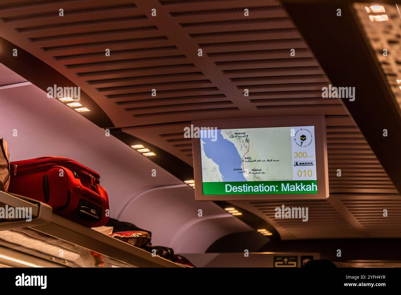 MEDINA, SAUDI ARABIA - NOVEMBER 13, 2021: On bord display of a high ...