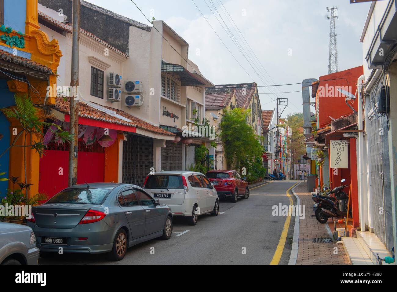 Historic buildings on Jalan Tukang Besi Street in historic city center ...